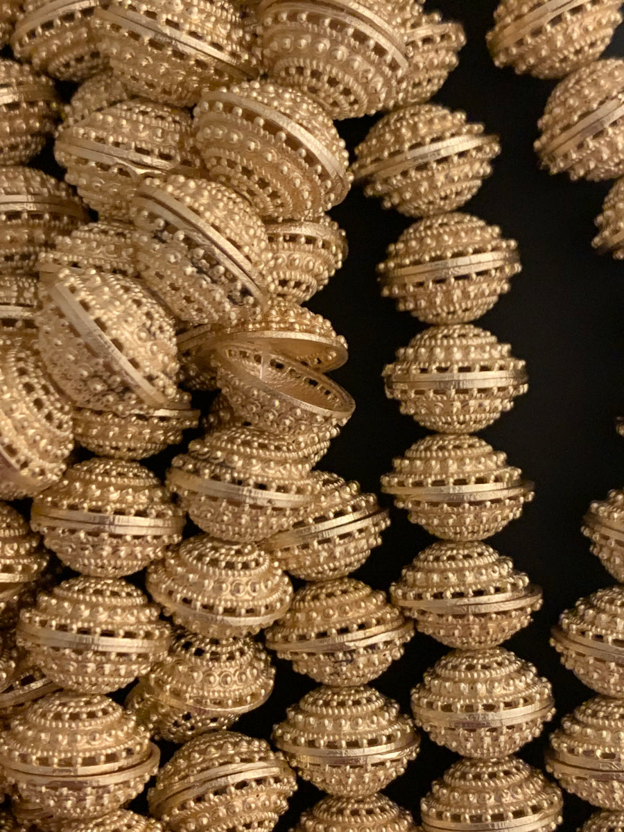 1 Strand of Large Bead Cap/End Caps, Available in 2 colors- Gold Finis ...