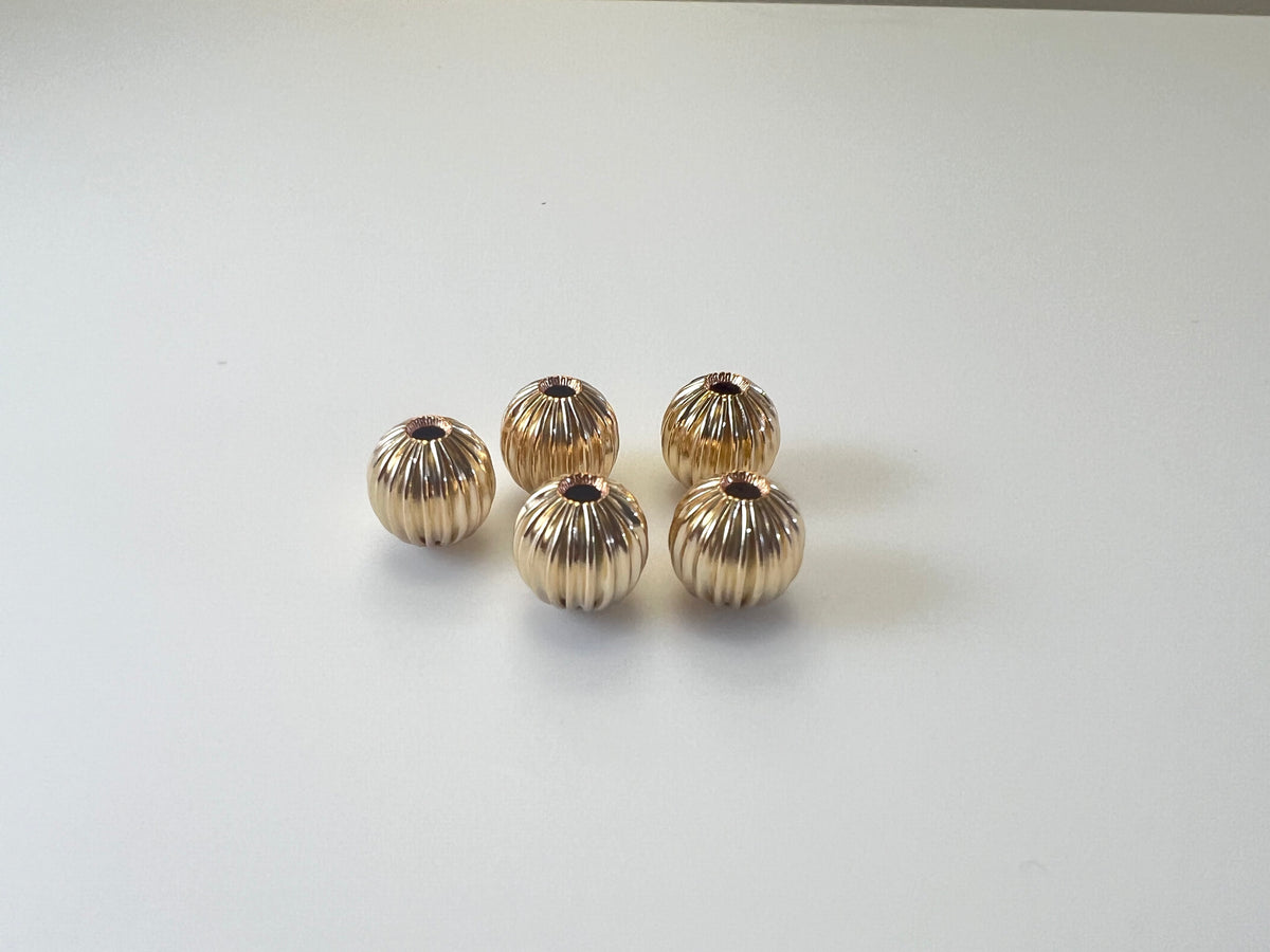 Corrugated Straight Line 3-16 Pcs. 14k Real Gold Filled Fancy Bead Ava ...